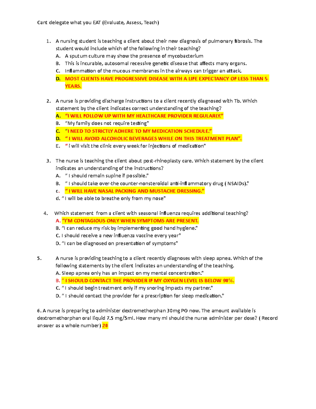 Multidimensional Care in Pulmonary Health: A Nursing Study Guide - Studocu