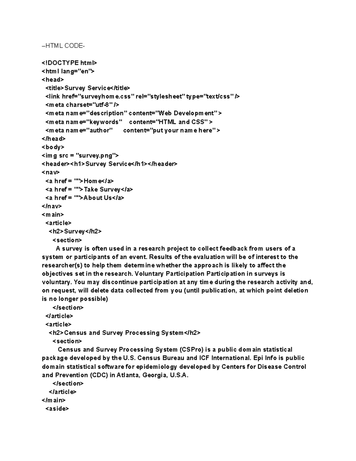 Web Development COS10009 Swinburne Lab 5 HTML and CSS Code - –HTML CODE ...