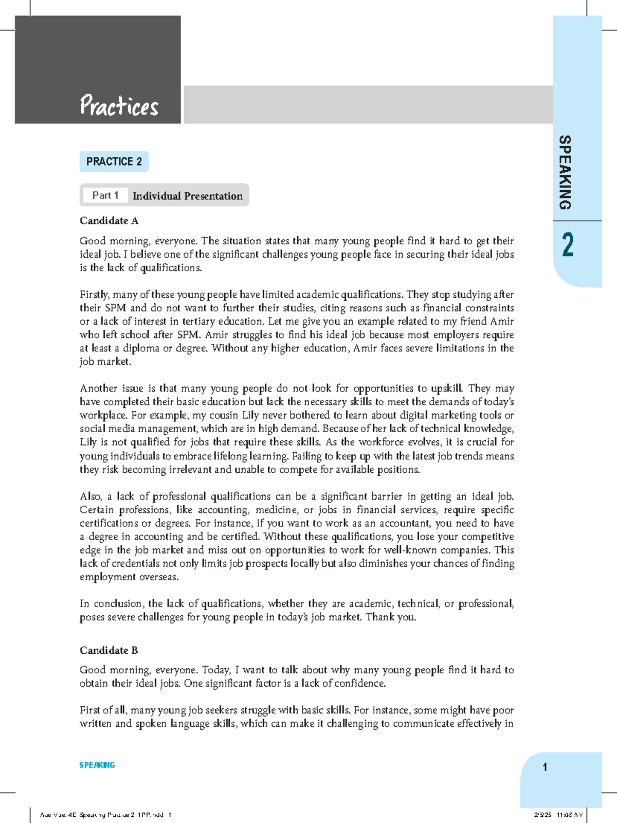 ACE MUET 4E Speaking Practice 2: Challenges in Youth Employment - Studocu