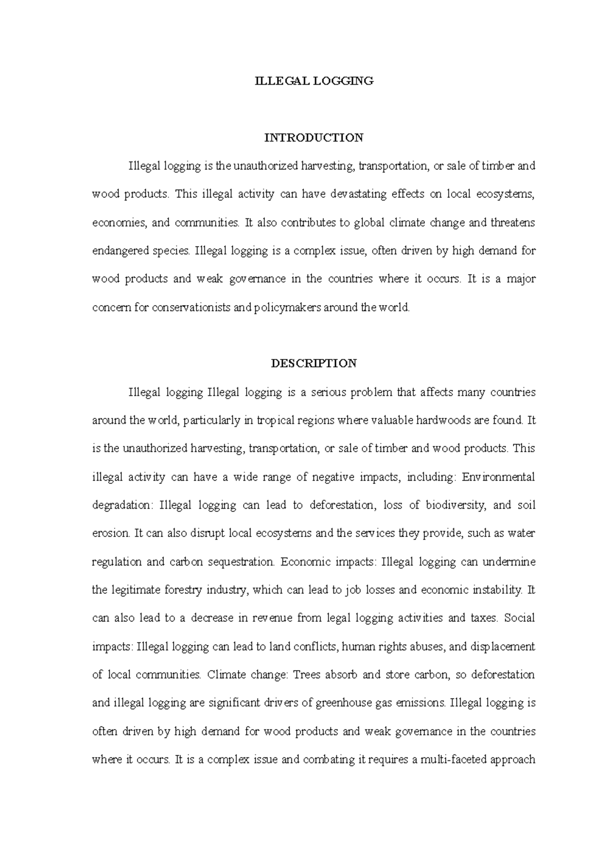 Illegal Logging: Impacts, Causes, and Solutions for Sustainability ...