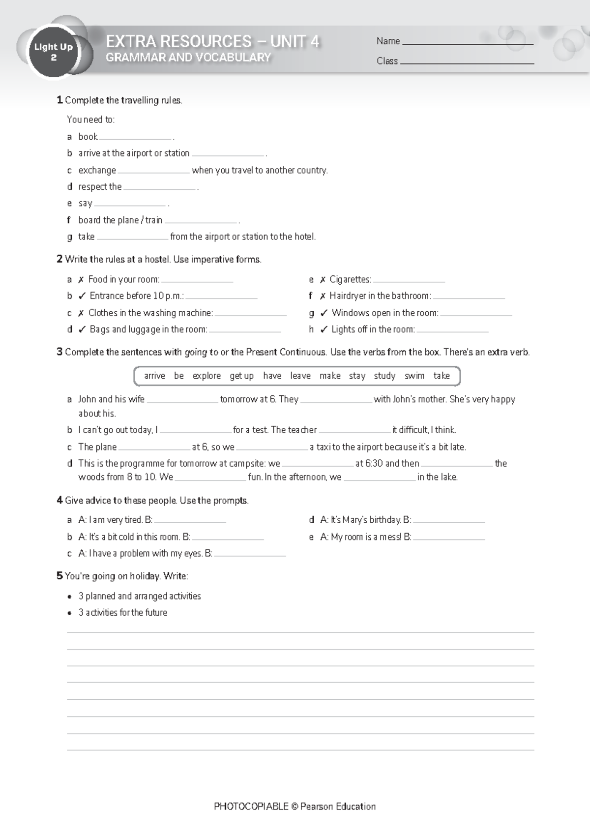 Level 2 Unit 4: Travel Rules, Advice, and Activities Guide - Studocu