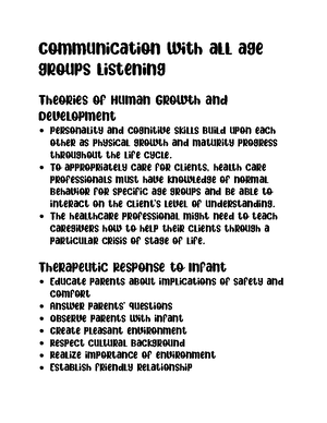 ME1000 - Therapeutic Communication Concepts in Healthcare - Studocu