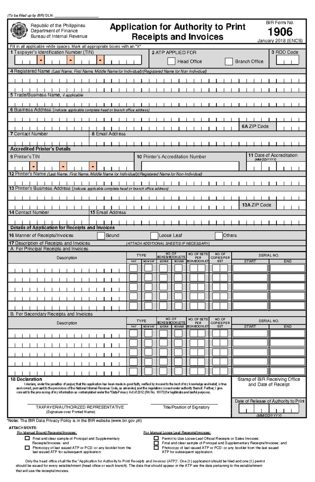 BIR Form 1913 - Taxation - BIR Form No. 1913 February 2021 Page 1 ...