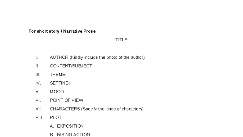Prose Analysis Guidelines for Essay I: Themes & Elements - Studocu