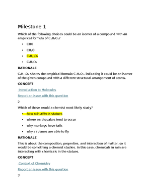 Unit 2 Milestone Chemical Reactions and Energy - 1 CONCEPT Applications ...