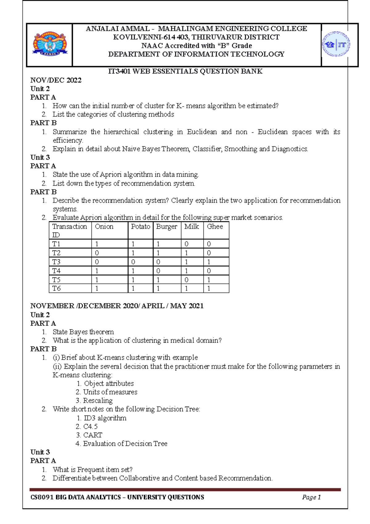 IT3401 Web Essentials - Comprehensive Question Bank (Nov/Dec 2022 ...