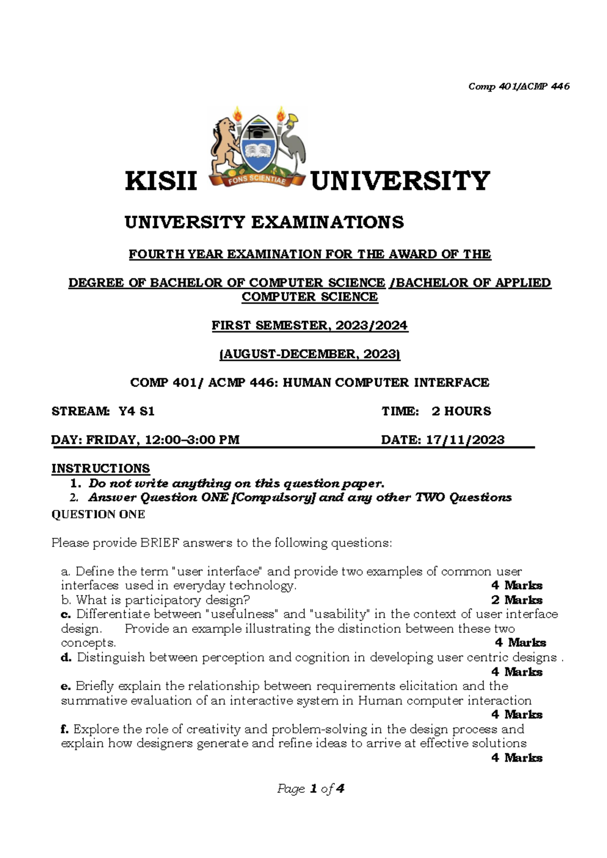 ACMP 446: Human-Computer Interface Exam Notes - Y4 S1, 2023 - Studocu
