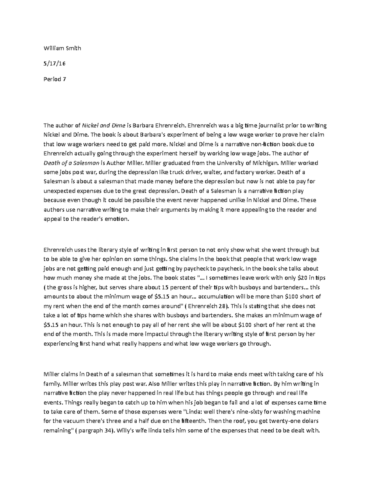 Comparative Analysis of Narrative Techniques in "Nickel and Dimed" and ...