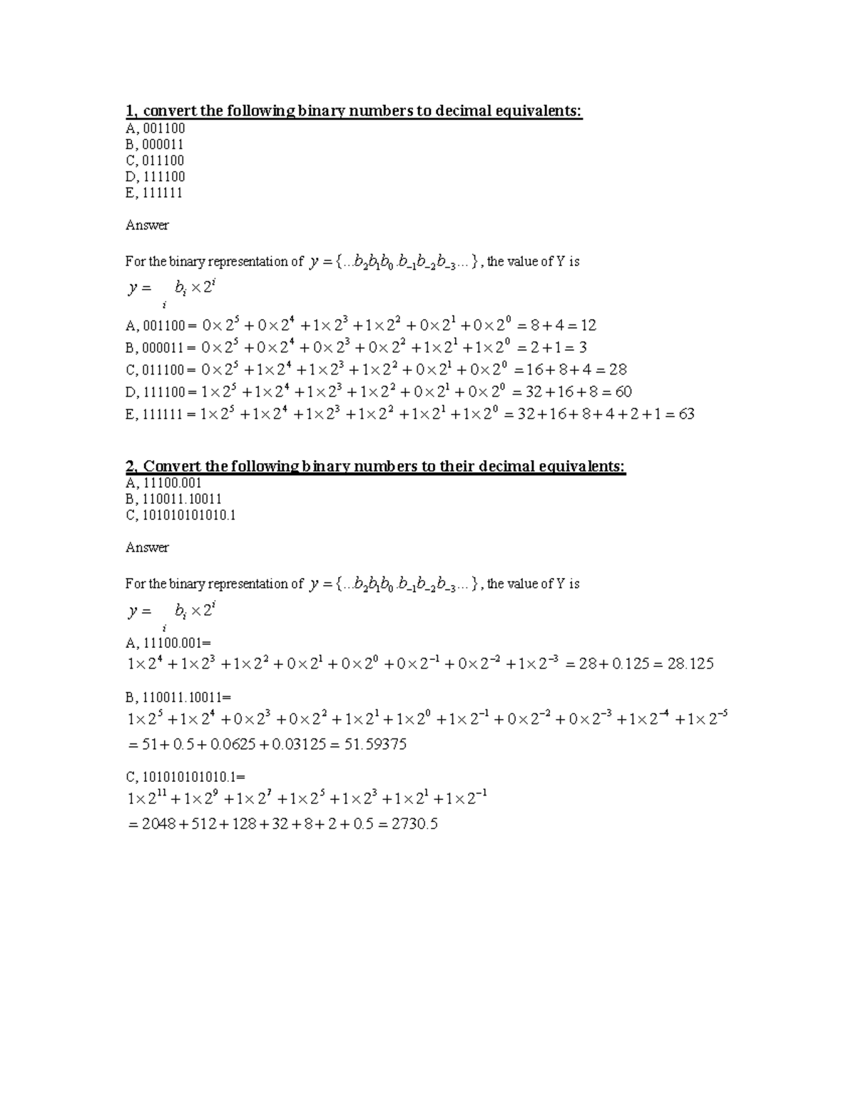 Logic - asass - 1, convert the following binary numbers to decimal equivalents: A, 001100 B ...