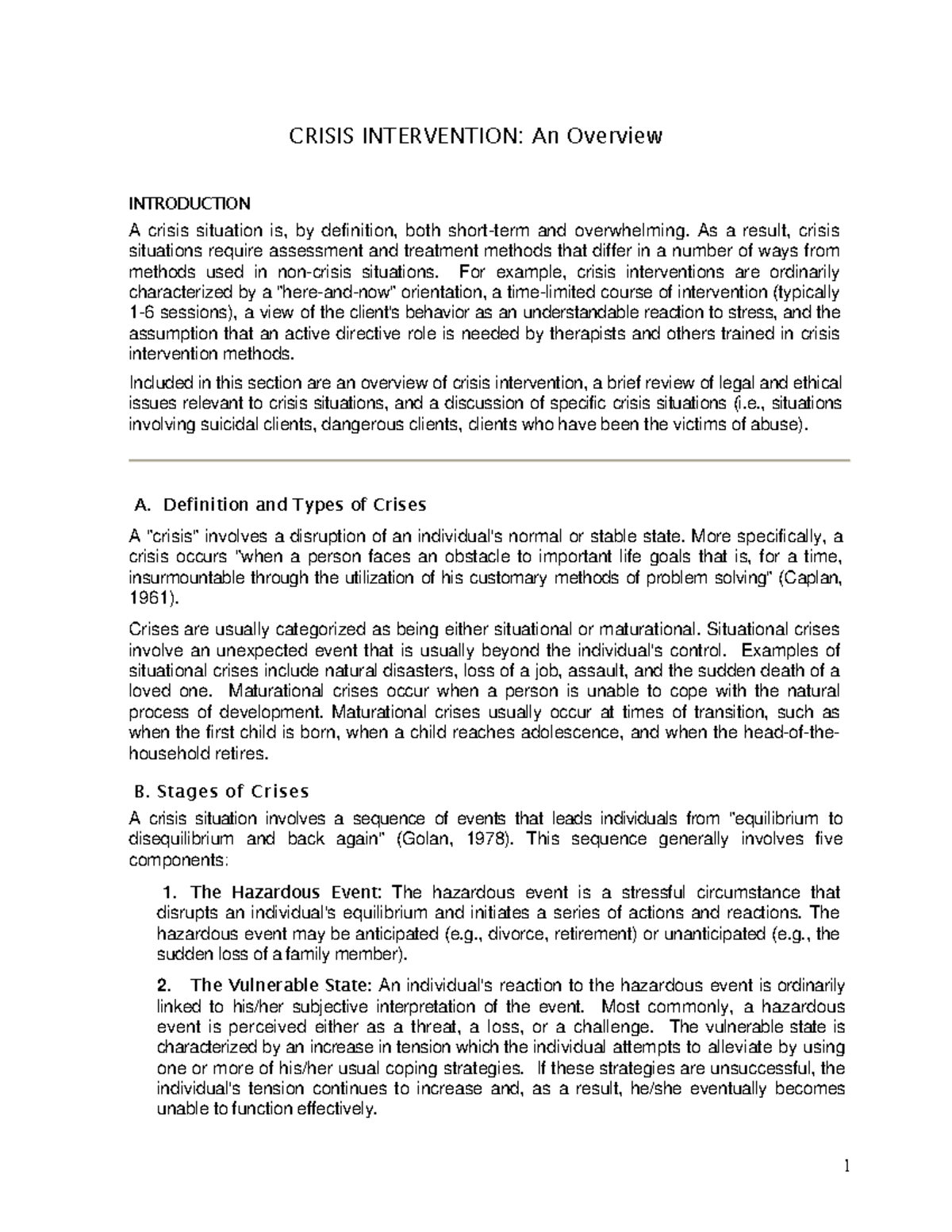 Crisis Intervention Overview: Key Concepts and Techniques (MH-11-06 ...