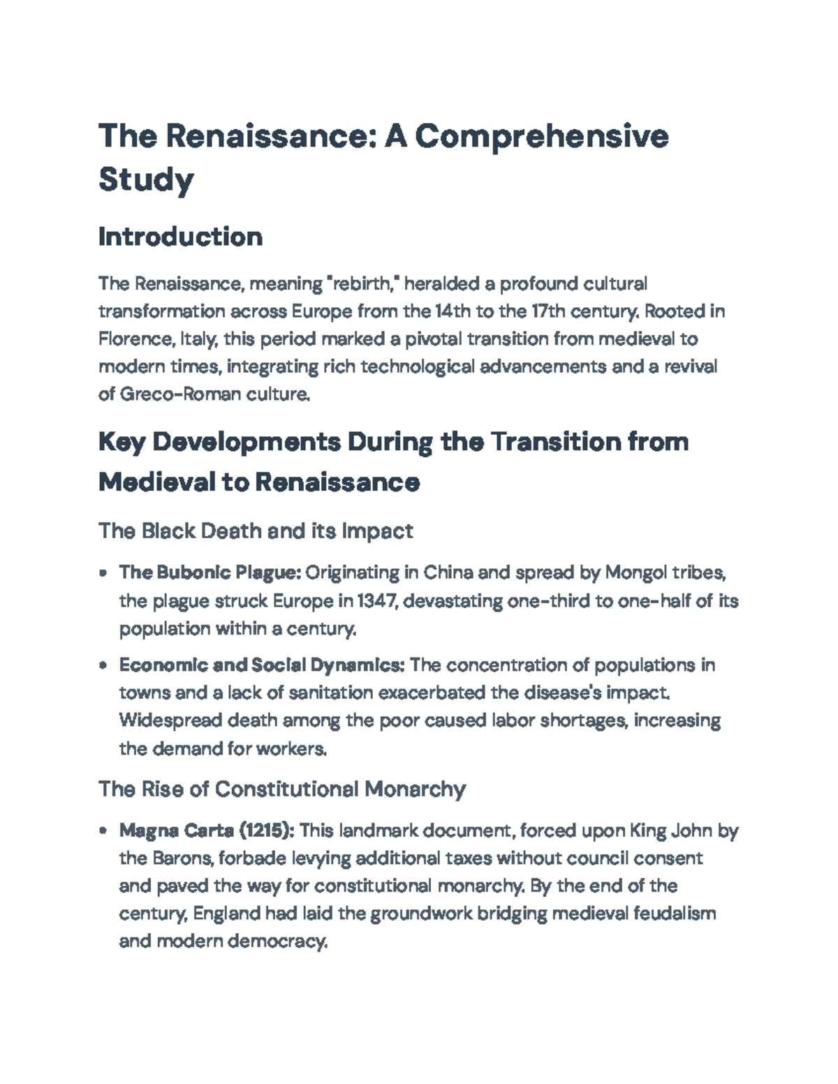 Renaissance Era Overview: Transformations in Culture and Society - The ...