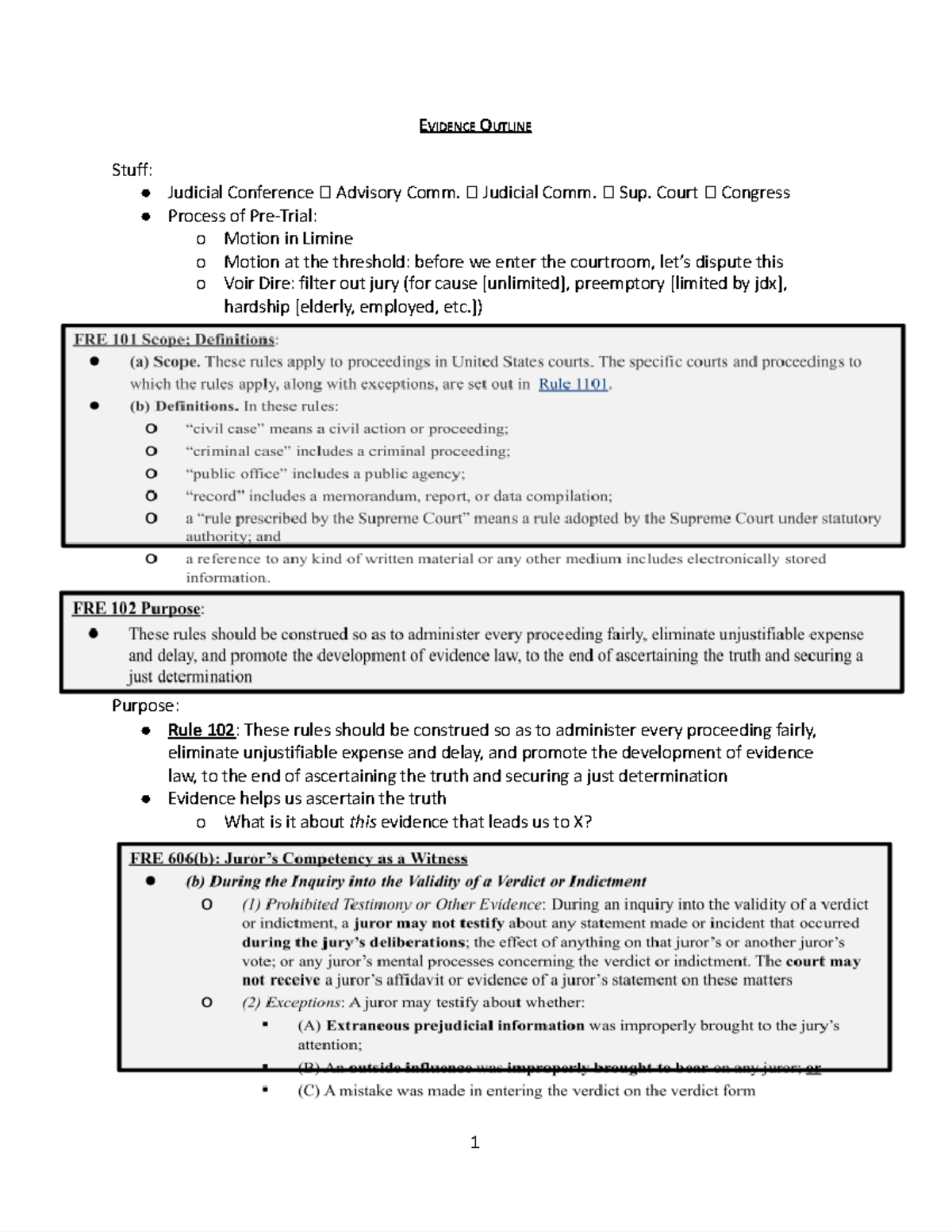 Evidence Law Notes for Legal Studies Course (CRS 301) - Studocu