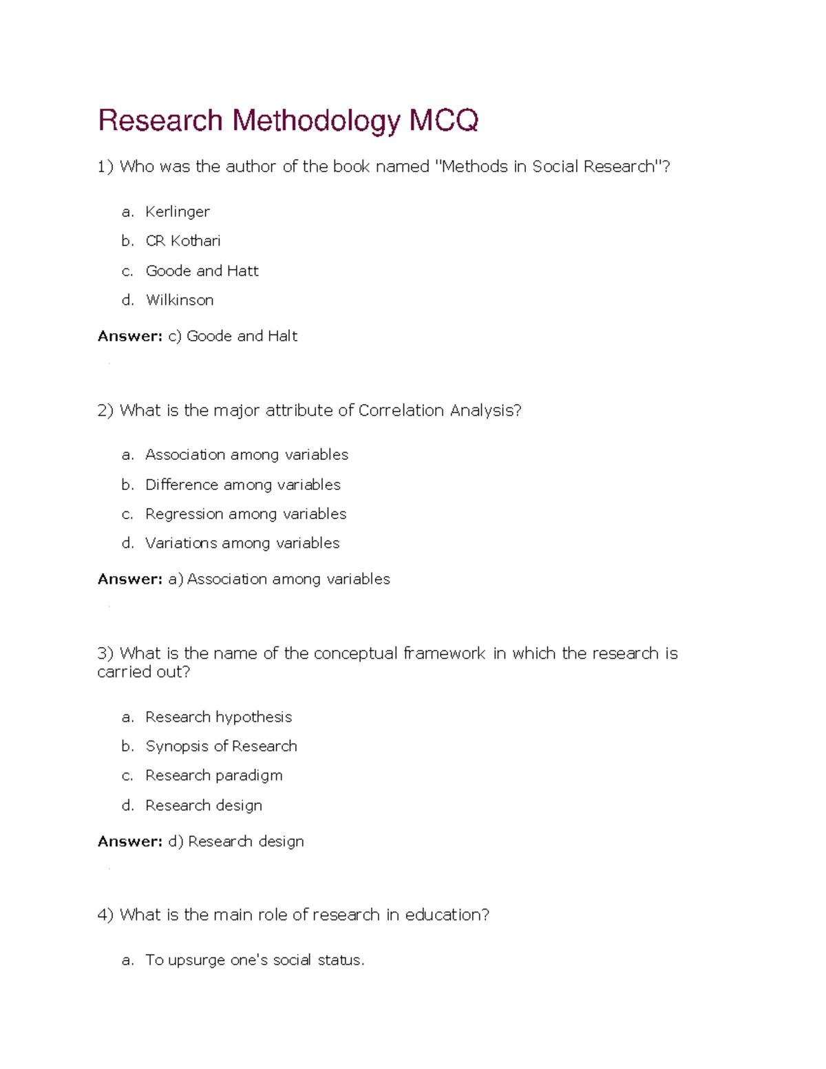 Knowledge Cafe - Lecture notes 6,7,8 - Mono Method Quantitative: A ...