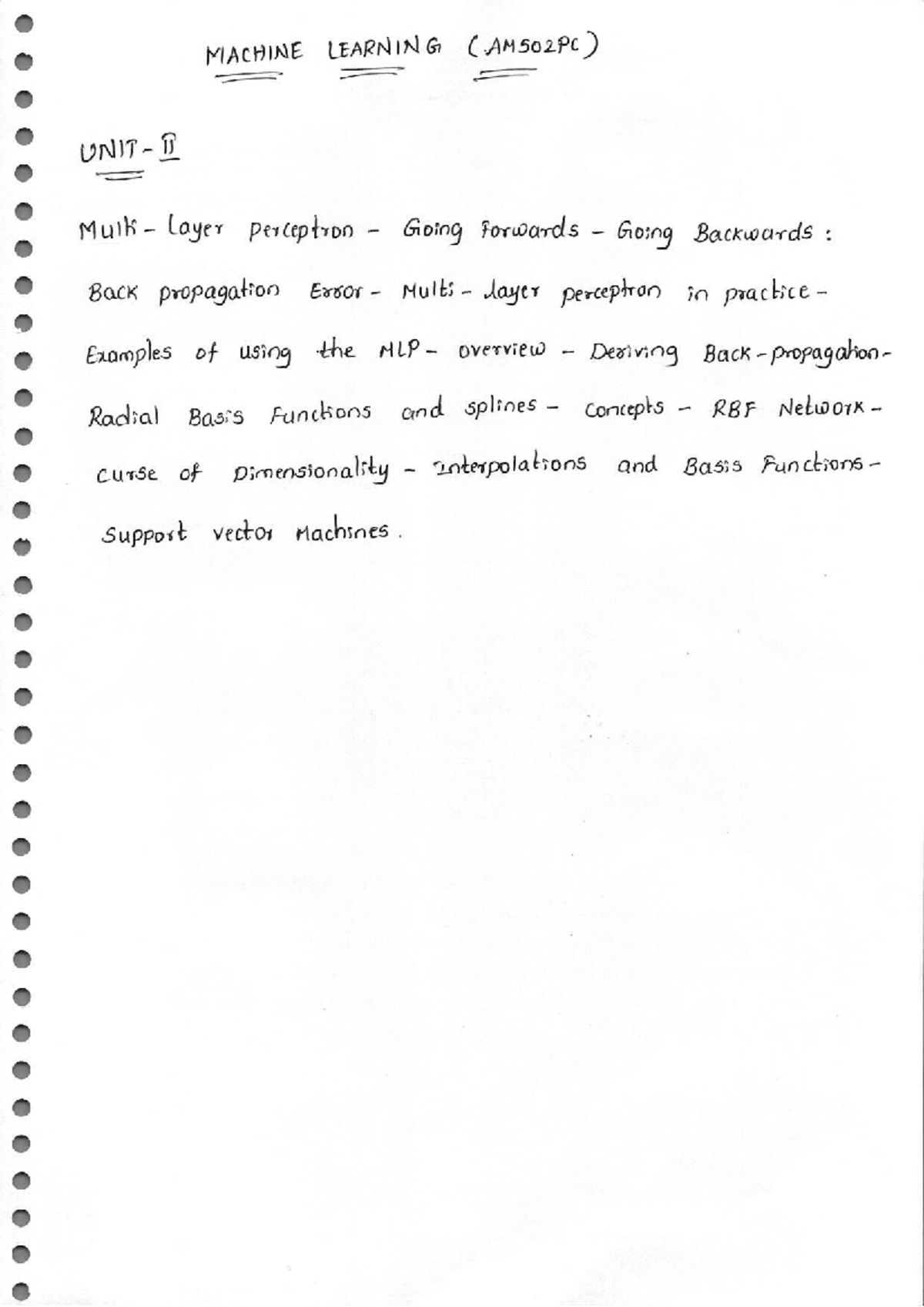 ML-2 UNIT 2 - Comprehensive Overview and Key Concepts - Studocu