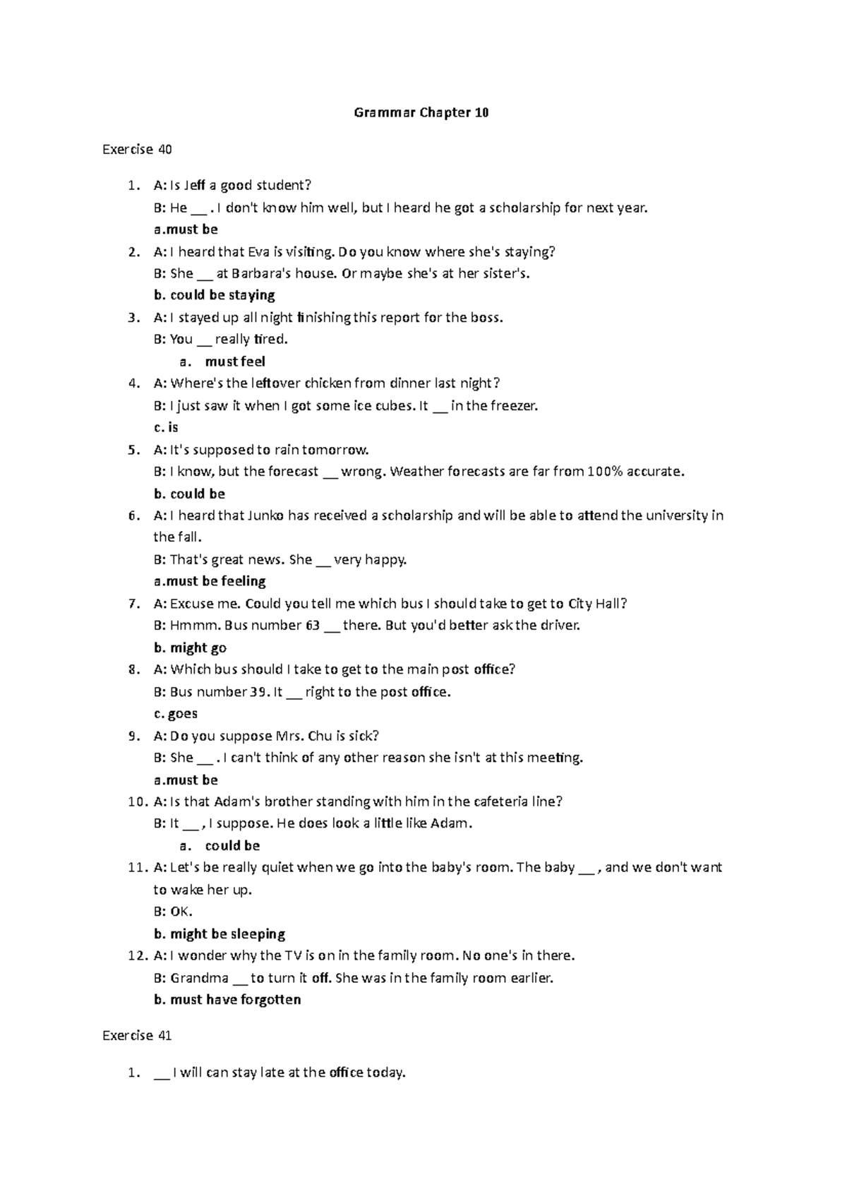 Grammar Chapter 10 Exercises 40-42, 48-49 Review Notes - Studocu