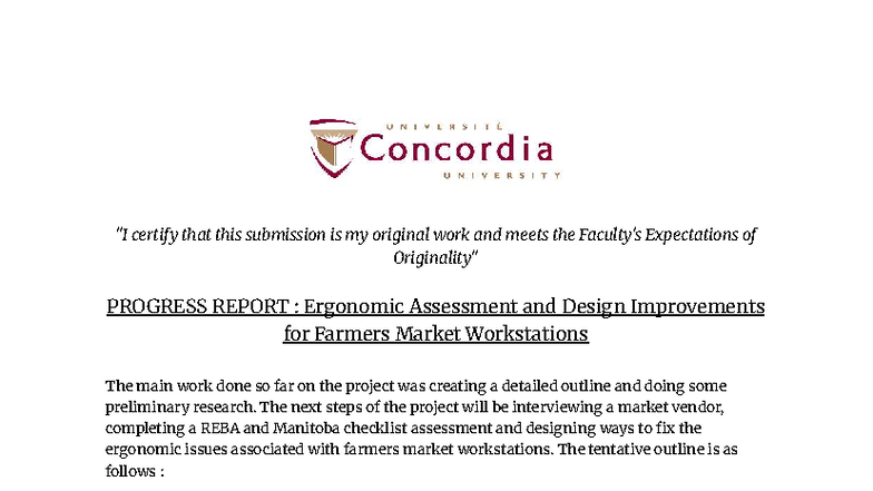 Progress Report: Ergonomic Assessment for Farmers Market Workstations ...