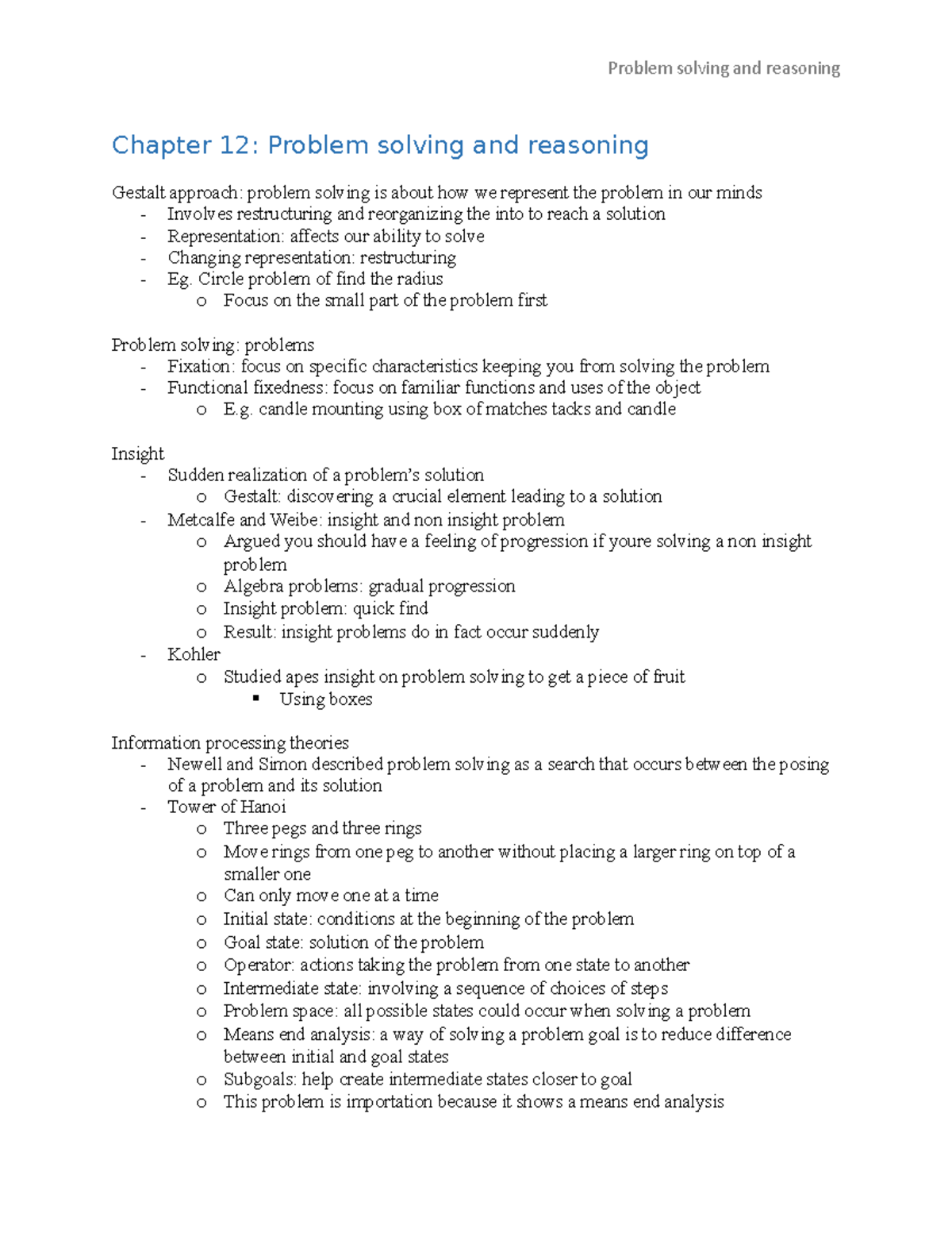 Chapter 12 Problem solving - Problem solving and reasoning Chapter 12 ...