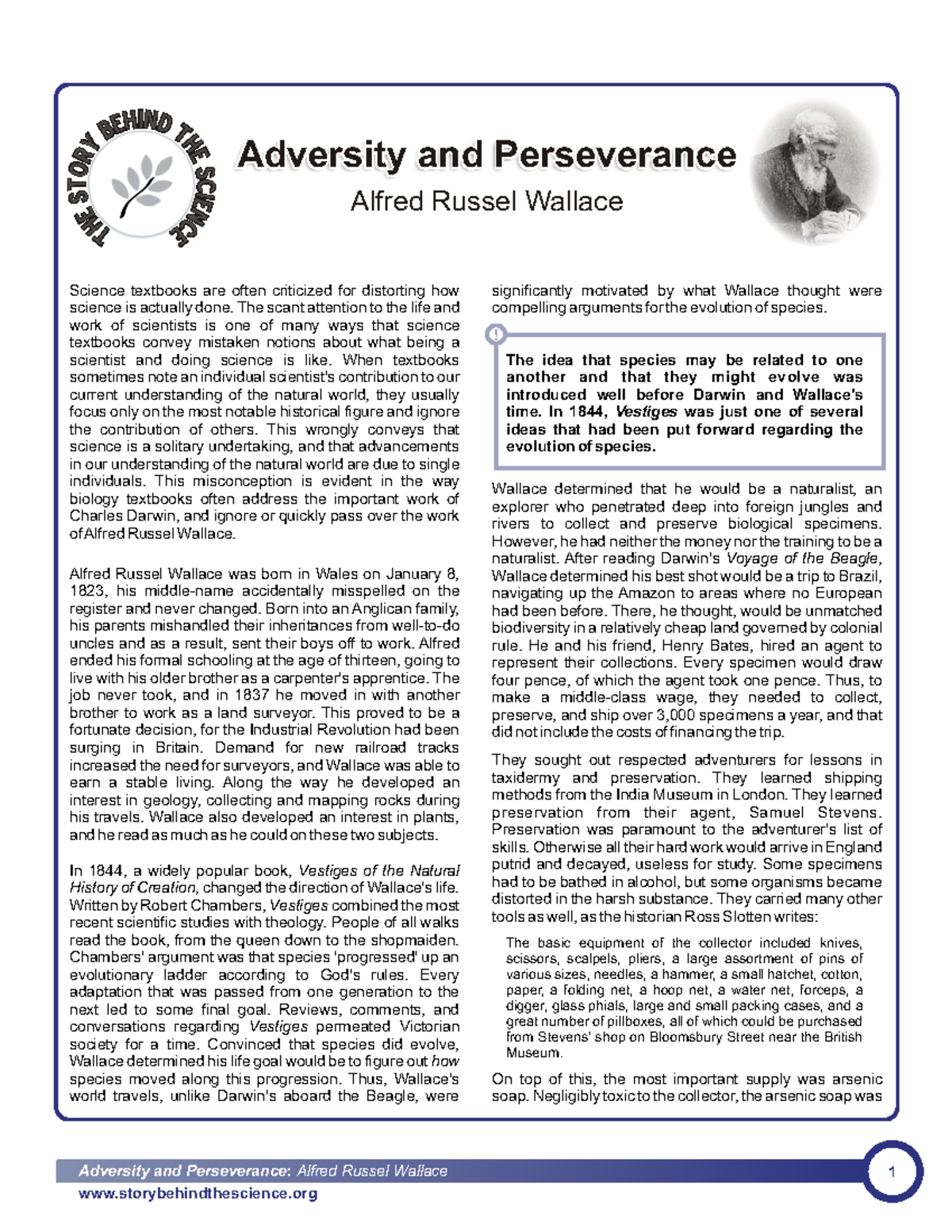 Adversity and Perseverance: The Life of Alfred Russel Wallace - Studocu