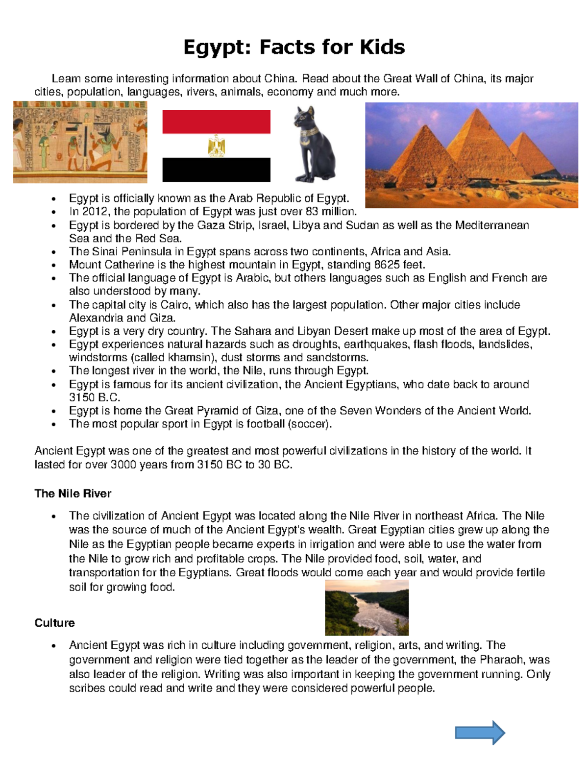 Egypt: Kid Facts on History, Culture, and Geography - Studocu