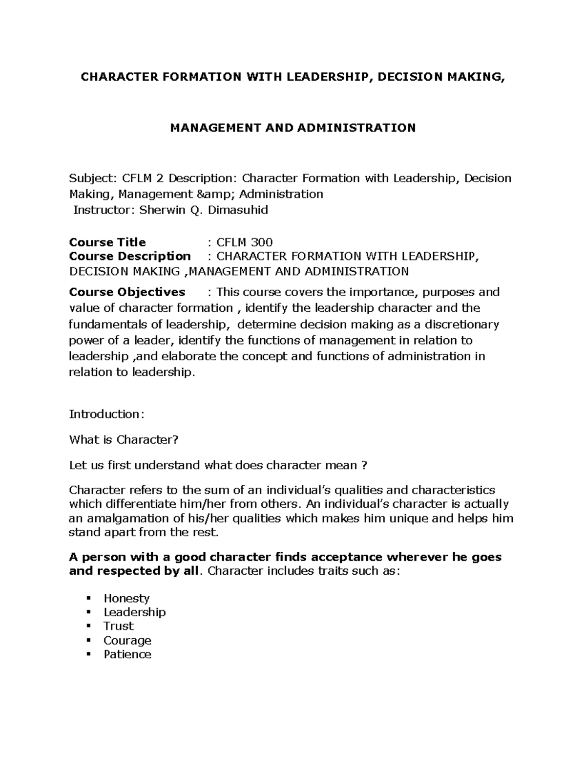 CFLM 300 Final Exam Study Notes: Leadership, Management & Decision ...