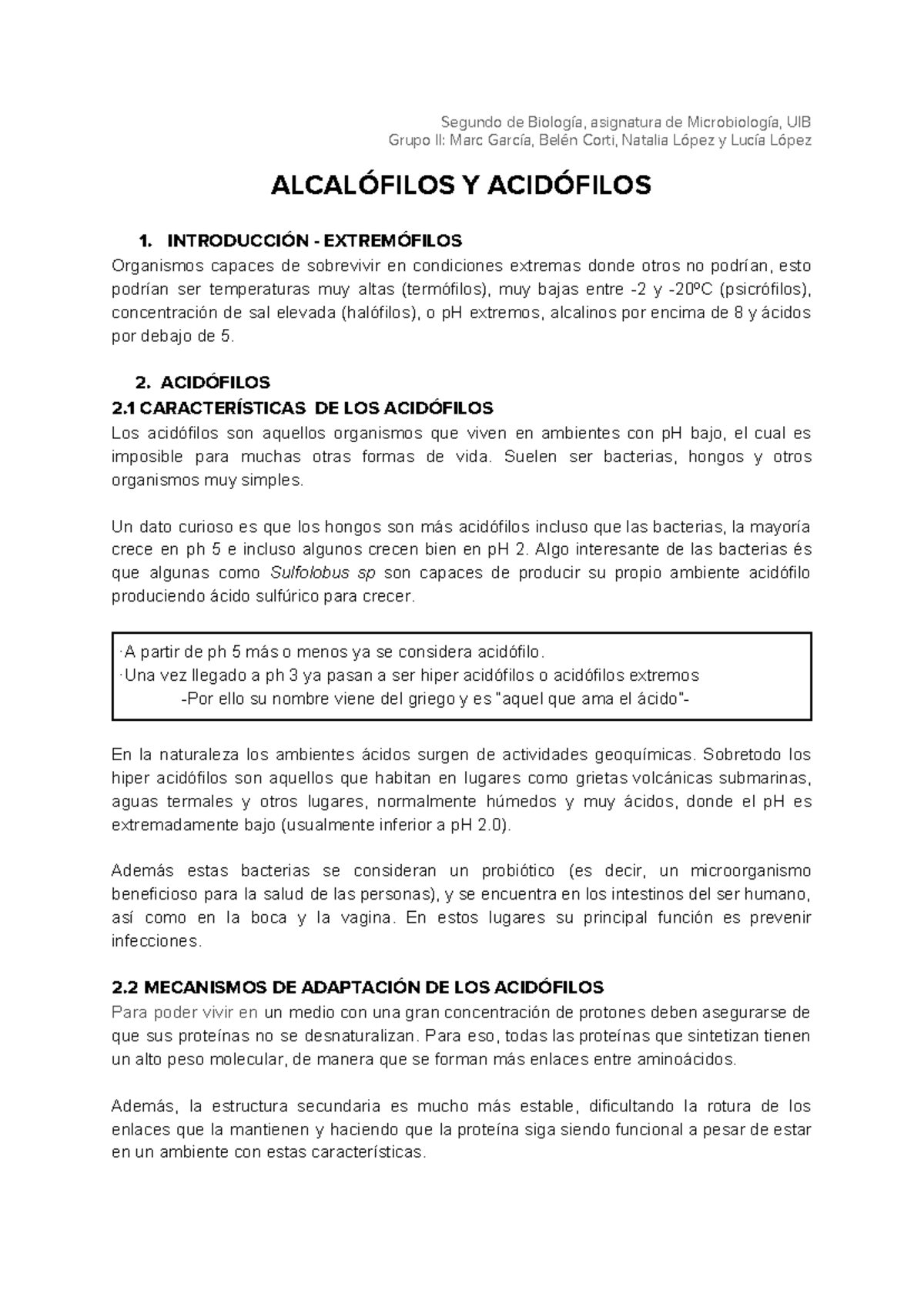 Micro - Acidofilos Y Alcalofilos - Segundo de Biología, asignatura de ...