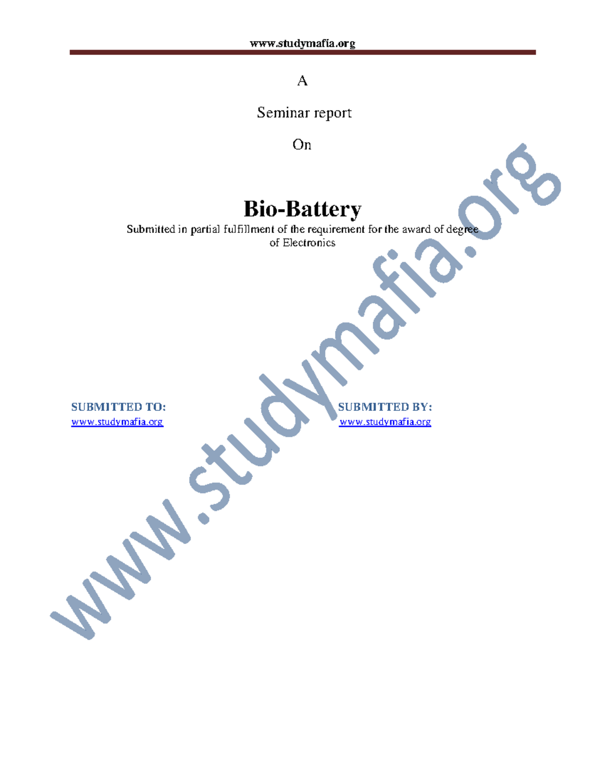 ECE Seminar Report on Bio-Batteries: Overview and Applications - Studocu
