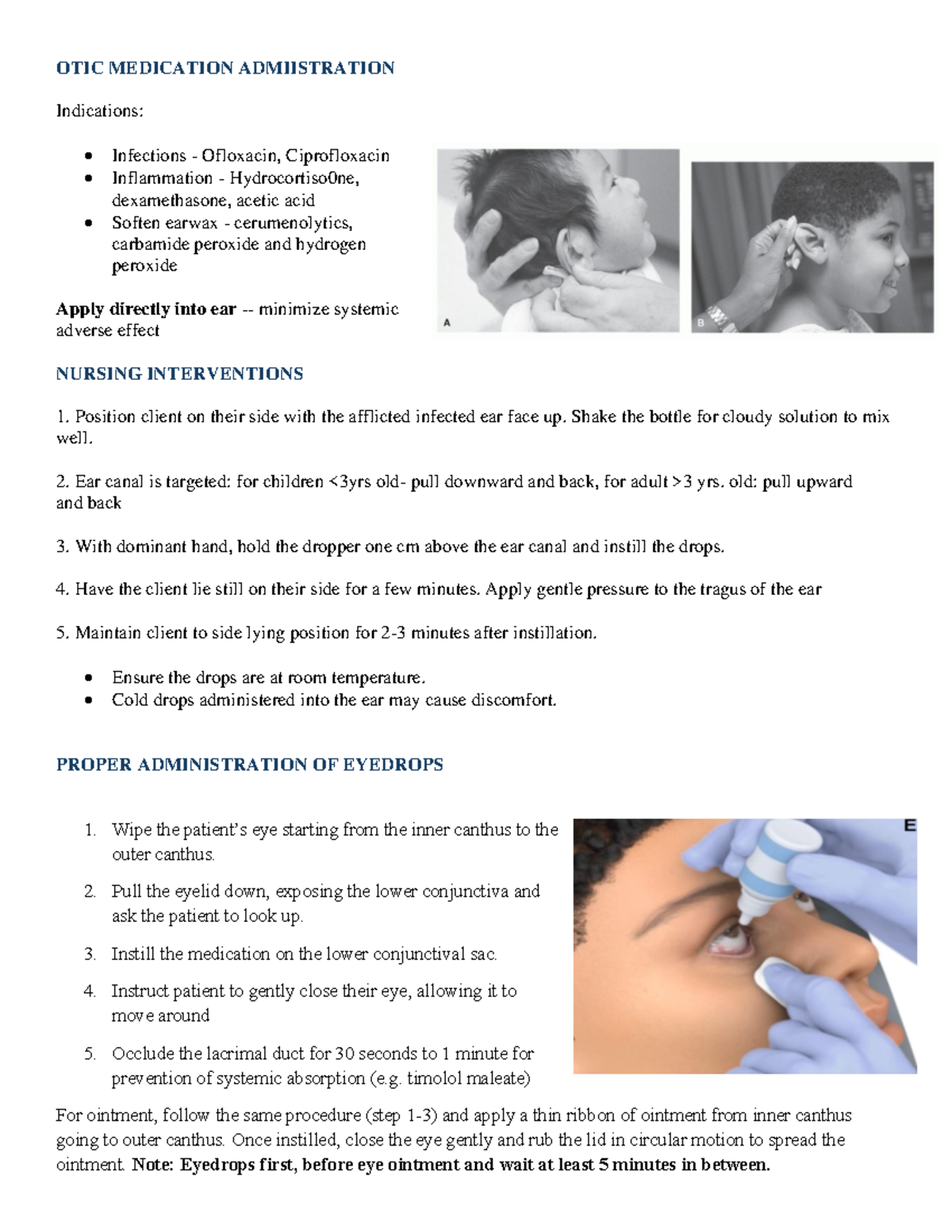 Proper Administration of Otic & Ocular Medications - Nursing Guidelines ...