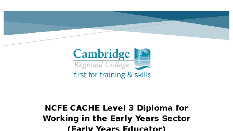 NCFE CACHE Level 3 EYE Diploma: Introduction to Early Years Educator ...