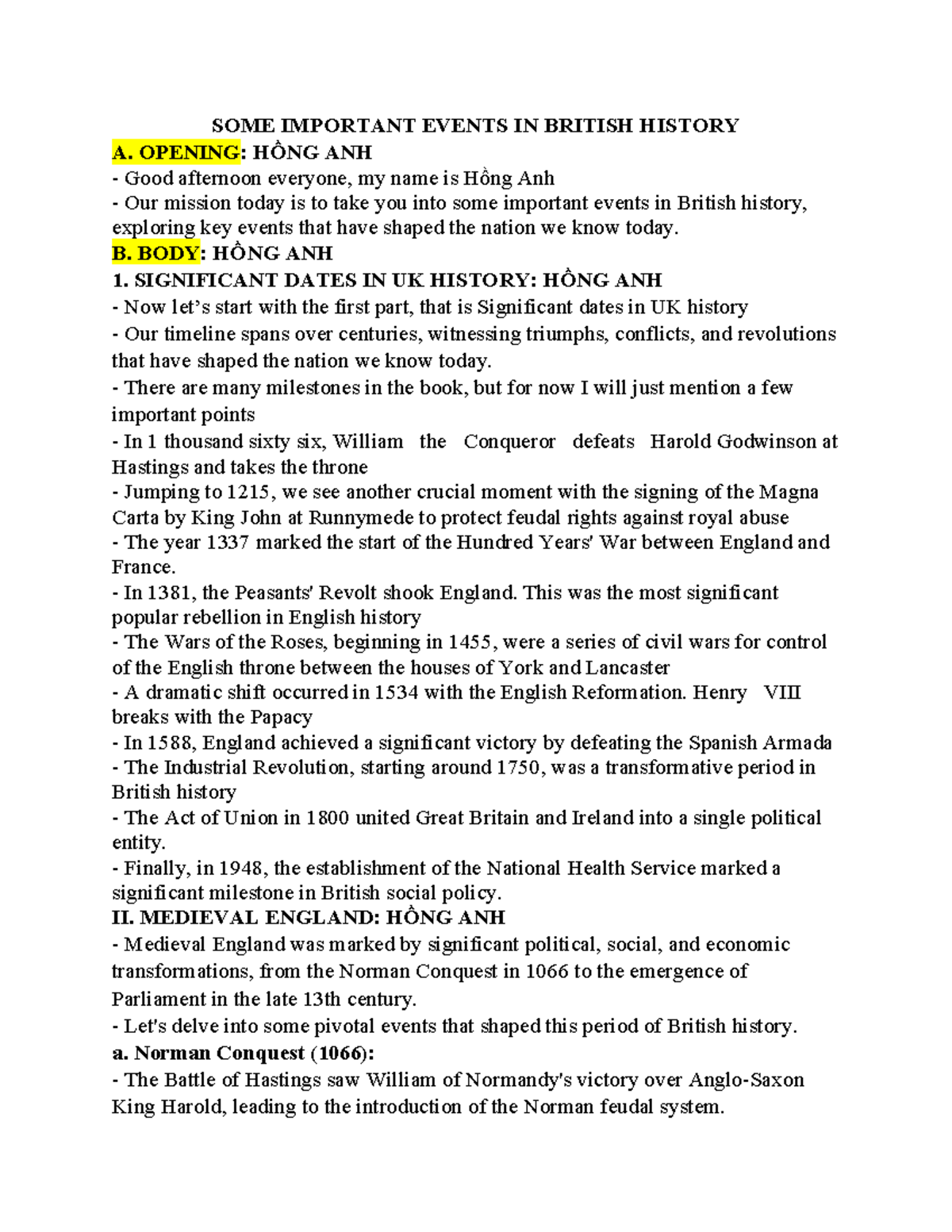 Key Events in British History: A Timeline of Significant Moments - Studocu