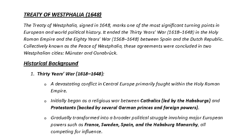 UNIT 03: International Peace Order Before & After Westphalia Treaty ...
