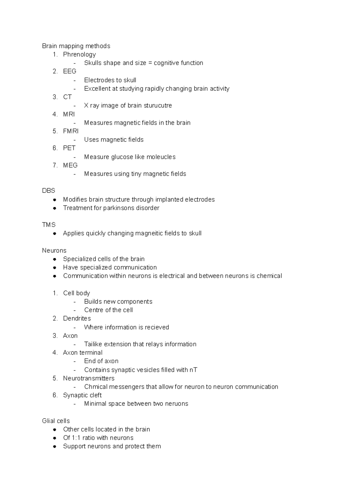PSY102 Exam Notes: Brain Mapping & Neurotransmission Overview - Studocu