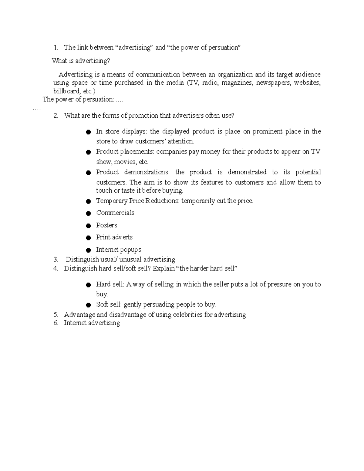 Unit 6 - unit 6: advertising soft hard - 1. The link between ...