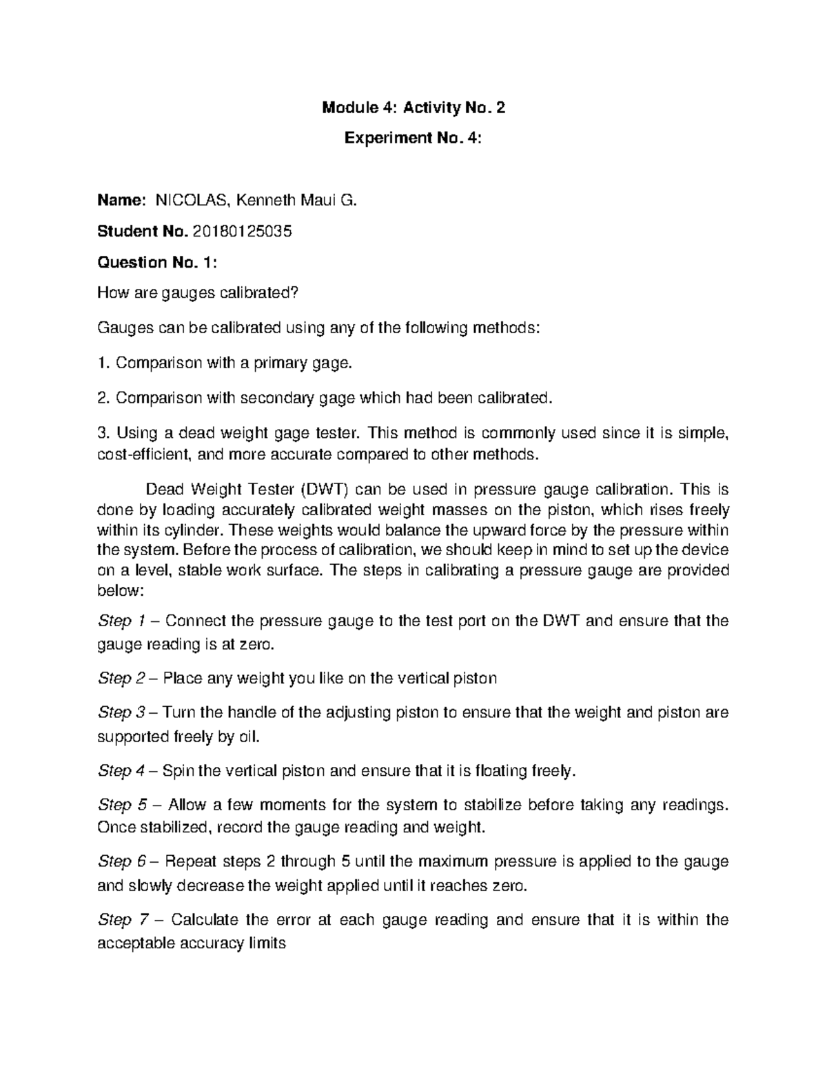Module 4 Activity No.2 ME Lab 1 - Module 4: Activity No. 2 Experiment No. 4: Name: NICOLAS ...