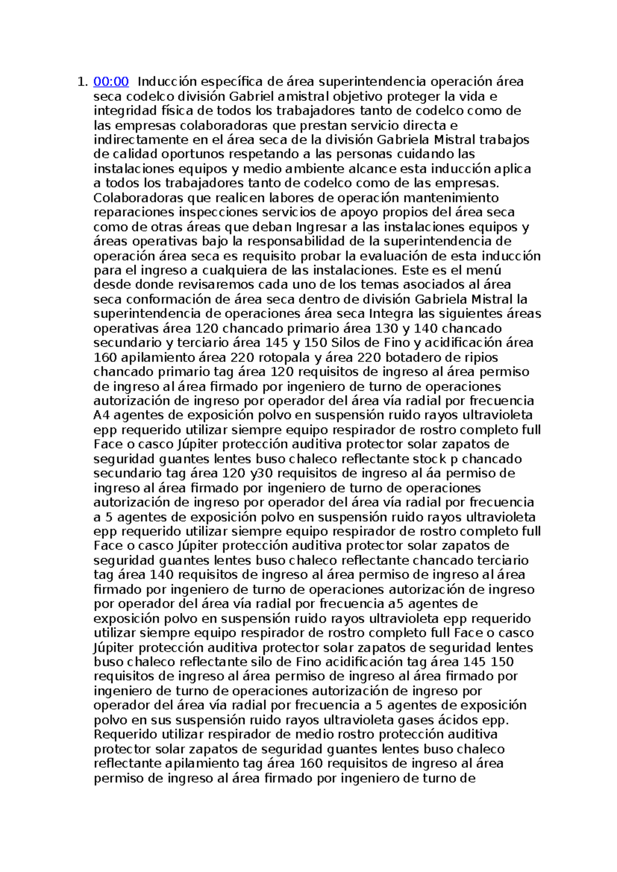 Inducción Específica Área Seca - Codelco División Gabriela Mistral ...