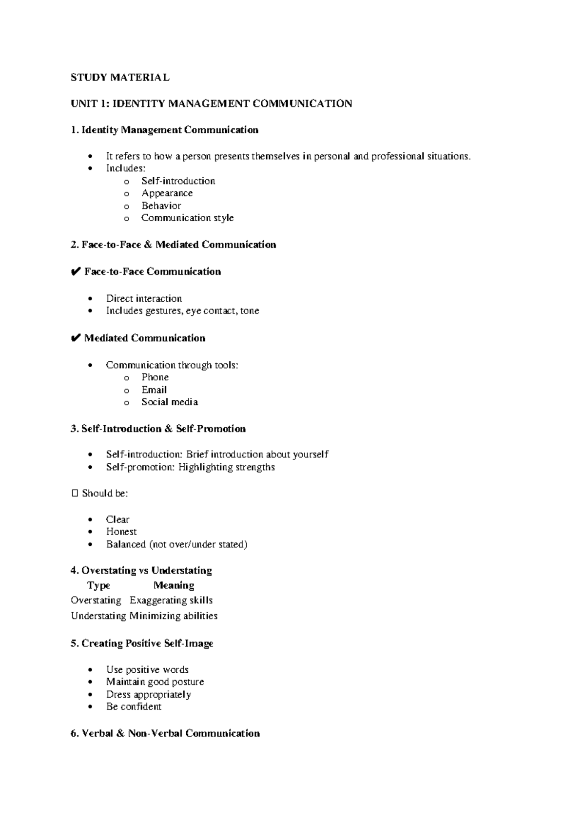 Study Material Unit 1: Identity Management & Communication - Studocu