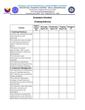 Rating Sheet FOR Demonstration WITH ORAL Questioning Package ...