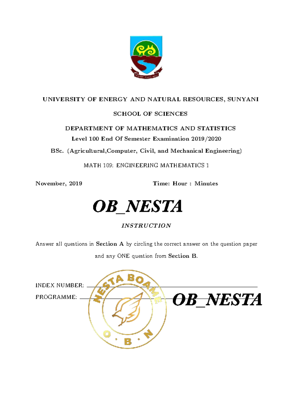 MATH 109: Engineering Mathematics 1 - End of Semester Exam Notes - Studocu