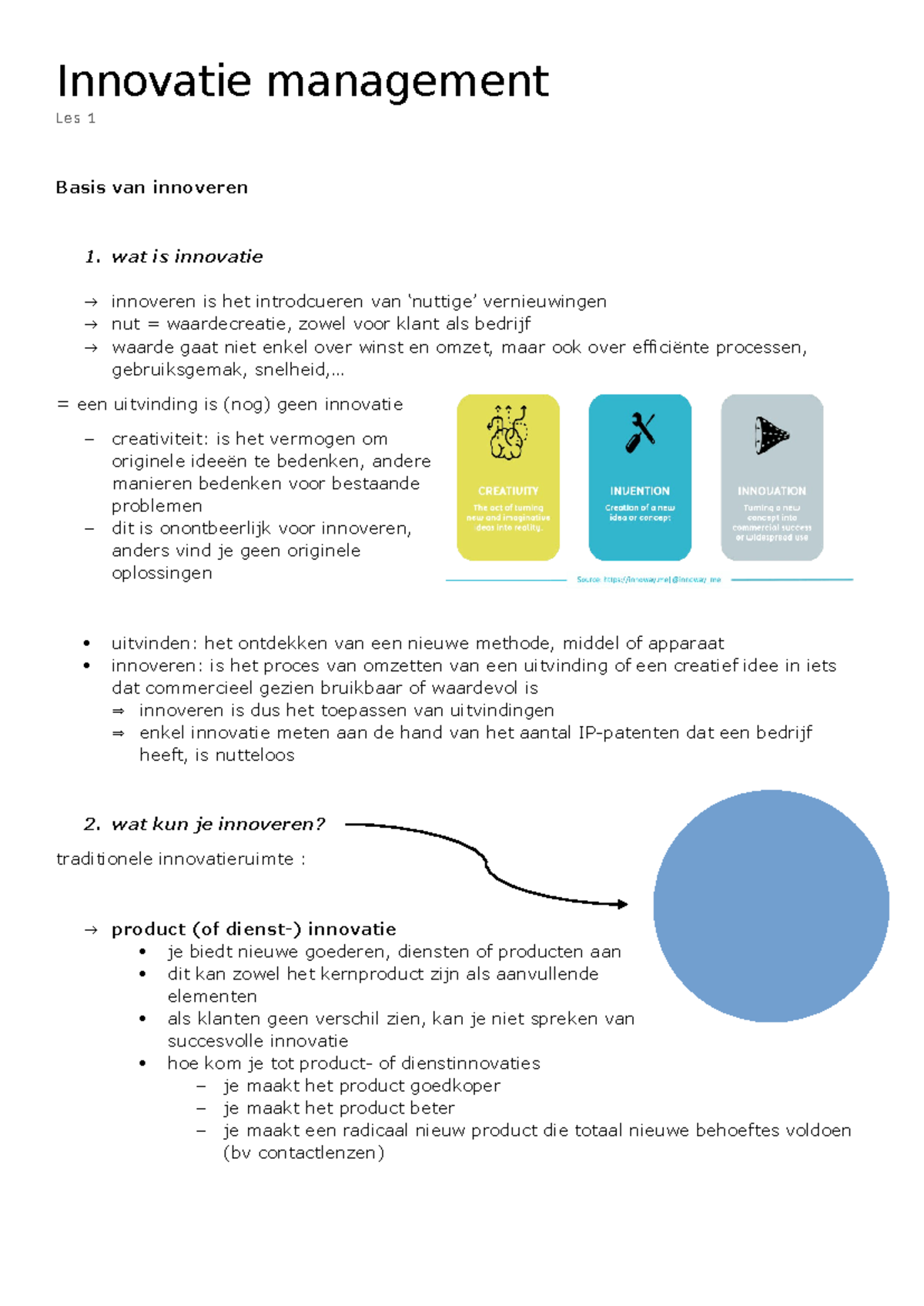 Lessen - Innovatie management Les 1 Basis van innoveren 1. wat is ...