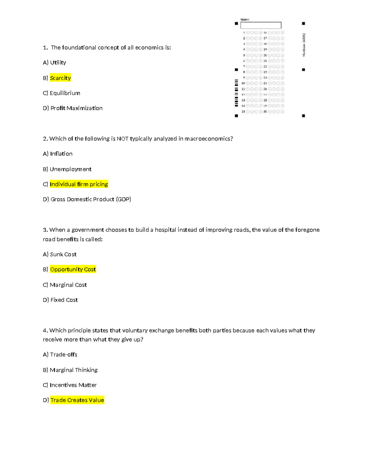 Quiz - Key Concepts in Economics (ECO101) - Studocu