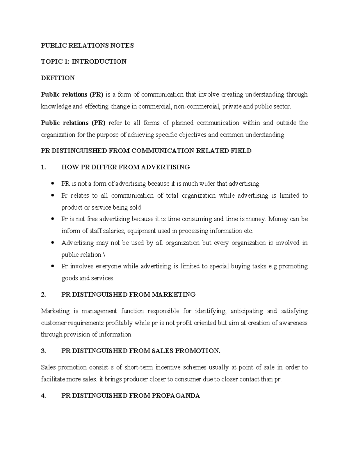 HUMAN RESOURCE DEVELOPMENT NOTES: PUBLIC RELATIONS OVERVIEW - Studocu