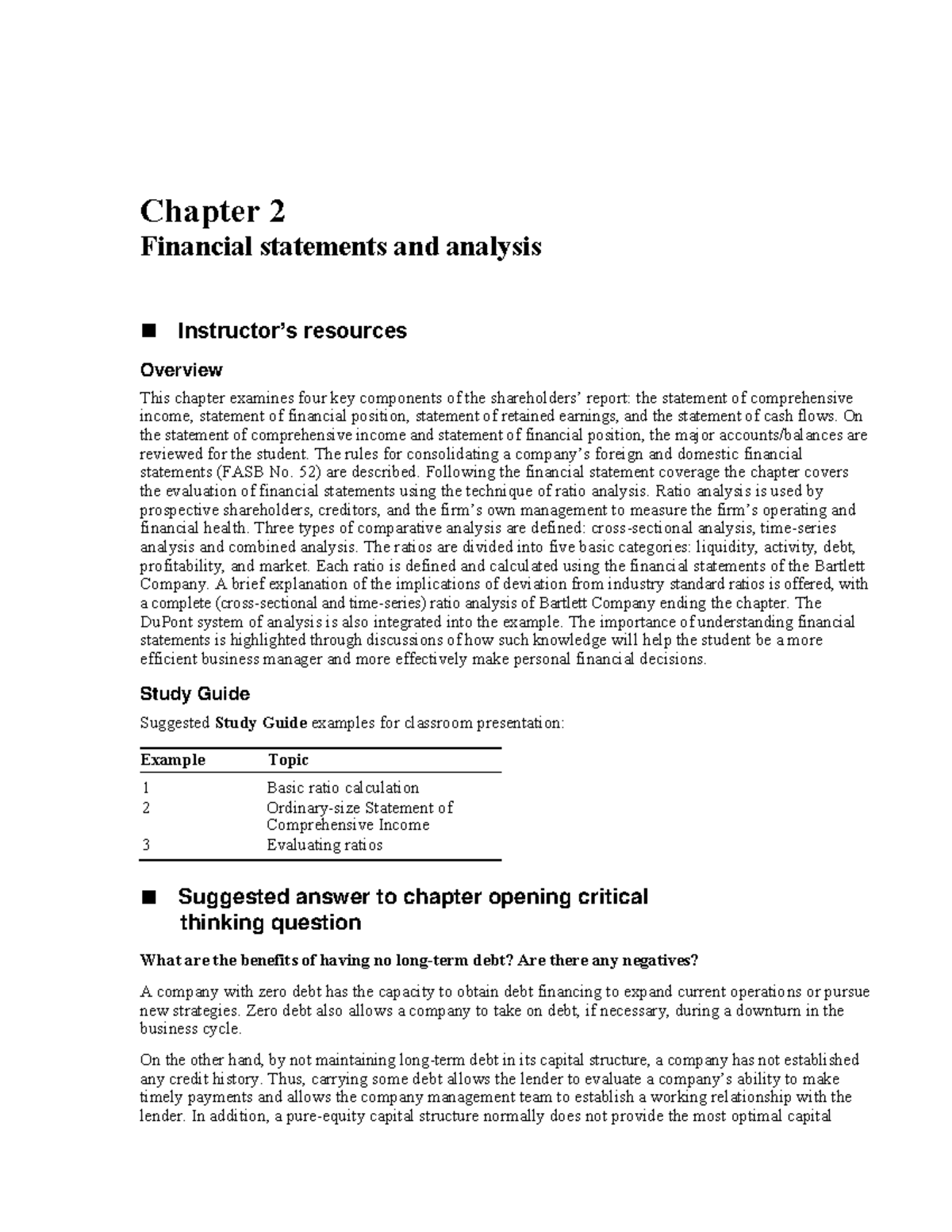 Financial Statements & Analysis - Chapter 2 Study Guide (FINC 101) - Studocu