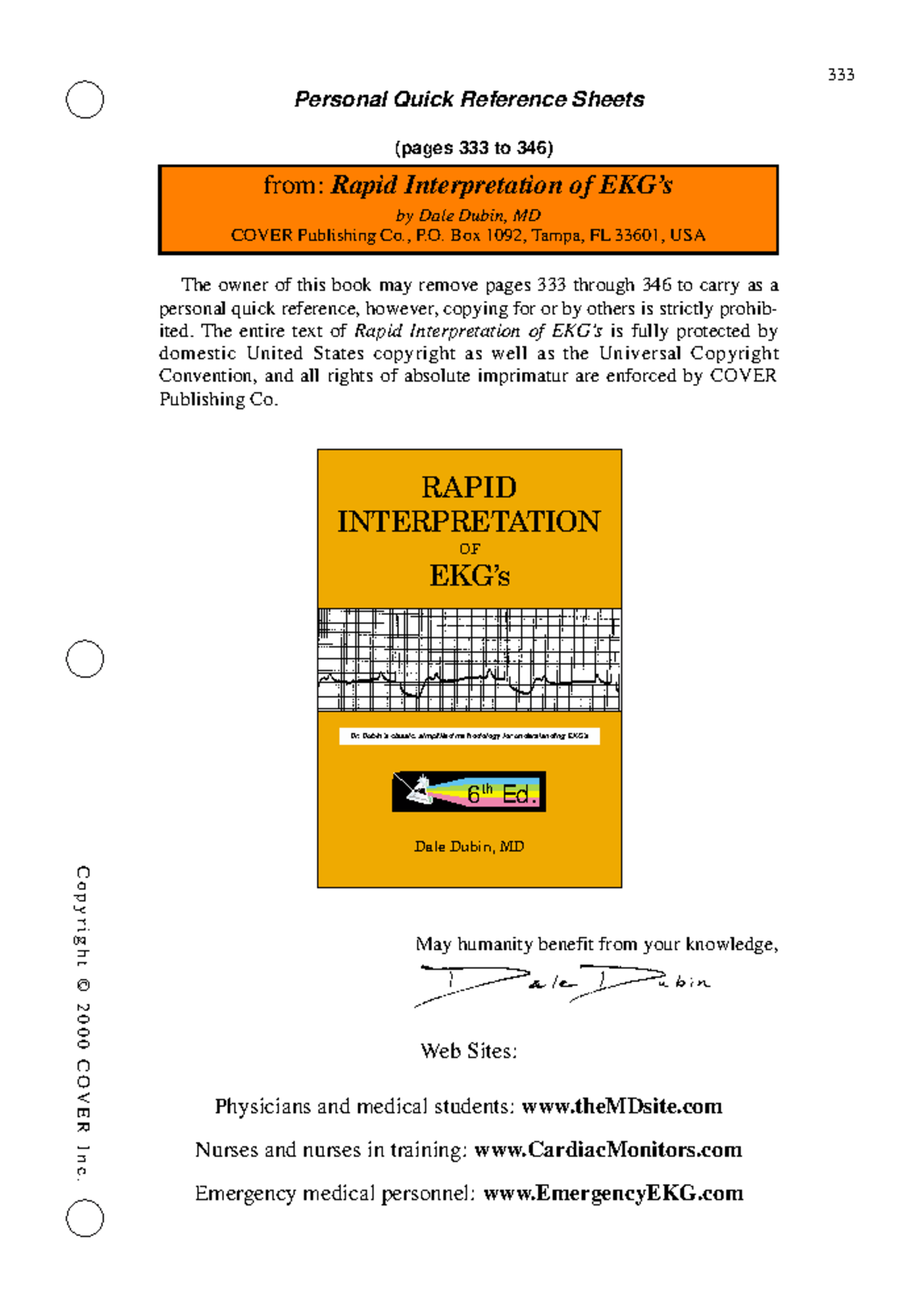 Dale Dubin - Rapid Interpretation of EKG (PQRS) Reference Sheets - Studocu