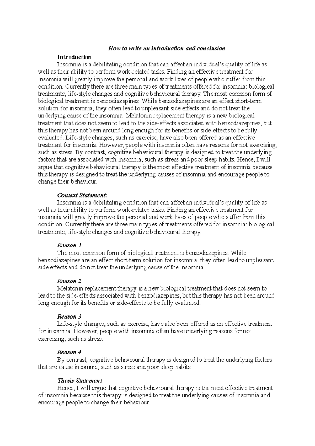 Handout 9 How to write and introduction and conclusion - How to write ...
