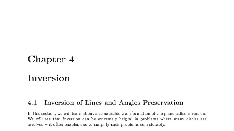 Chapter 4: Inversion of Lines and Angles in Geometry - Studocu