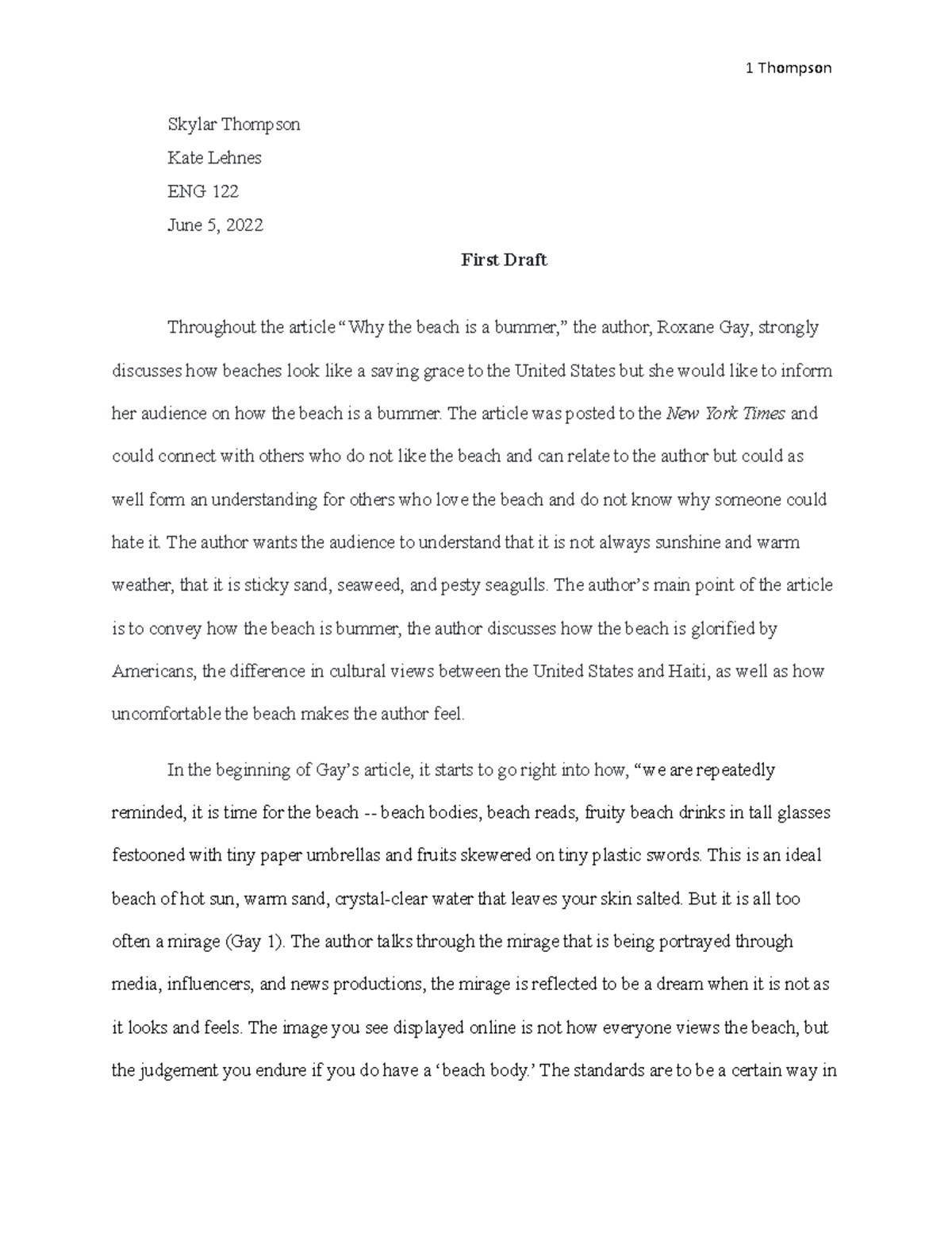 5-2 Assignment First Draft of Critial Analysis Essay ENG - Skylar ...