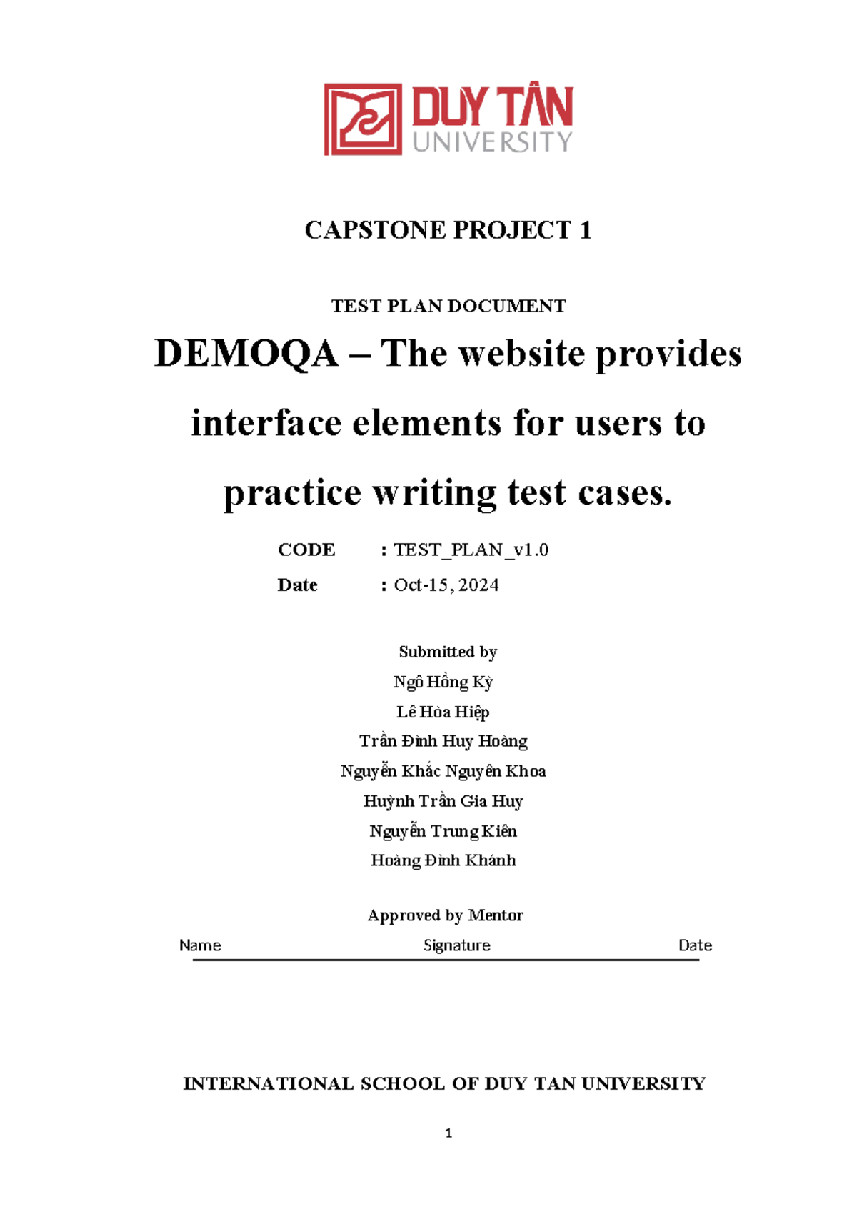 C1SE - sdafa - CAPSTONE PROJECT 1 TEST PLAN DOCUMENT DEMOQA – The ...