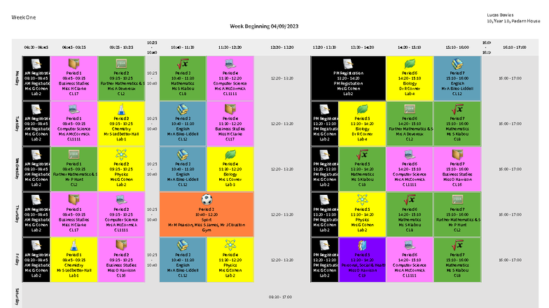 Lucas Davies Year 10 Timetable (Week 1) - Studocu