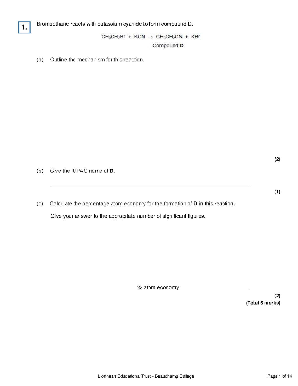 Extra Test 3: Chemistry Revision for Course Code 1A - Studocu