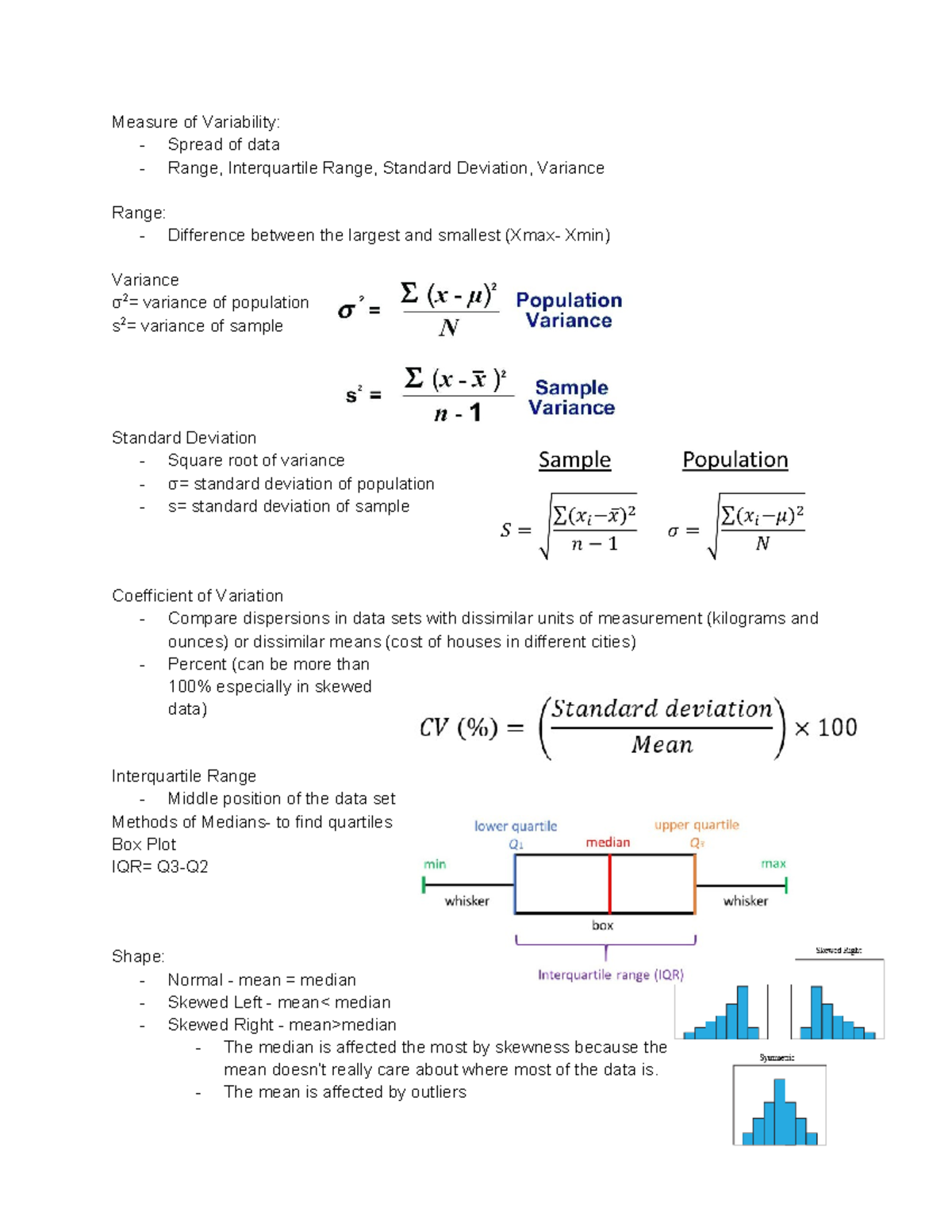 STAT 101: Descriptive Stats & Measures of Variability Overview - Studocu
