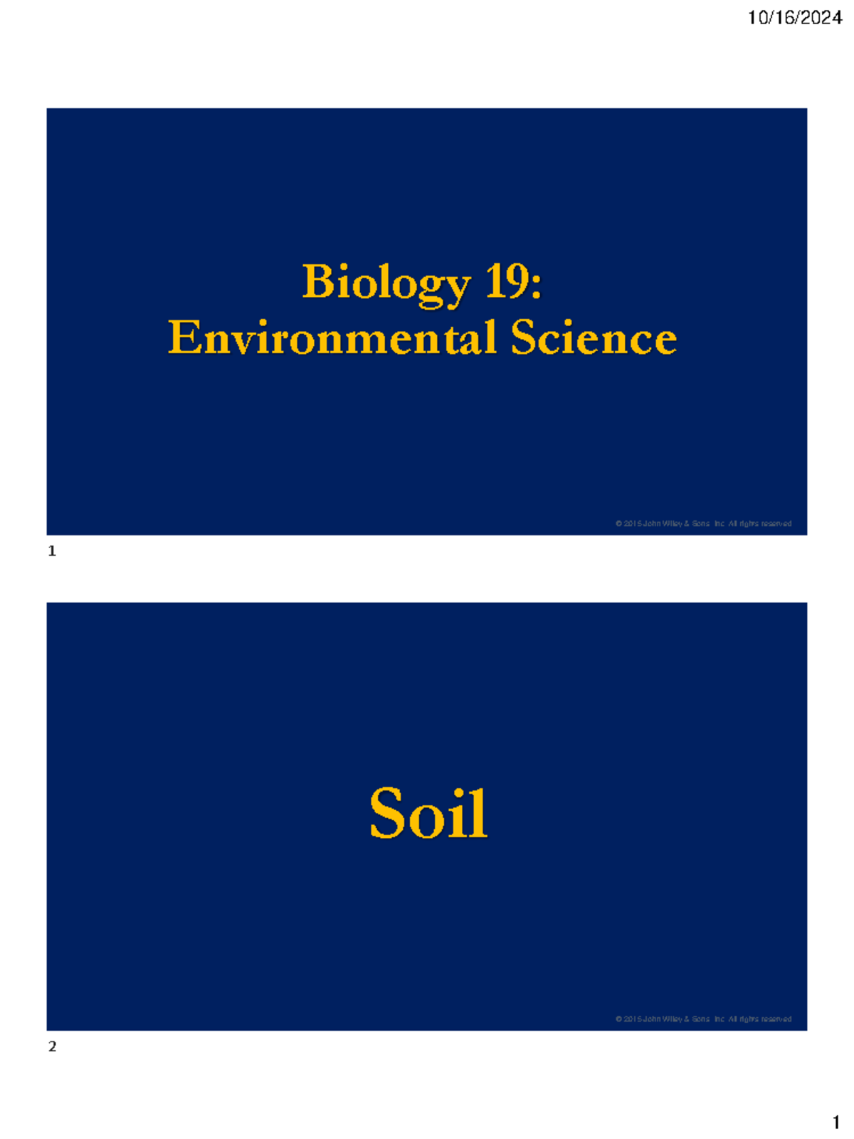 Biology 19: Environmental Science - Soil Formation and Conservation ...